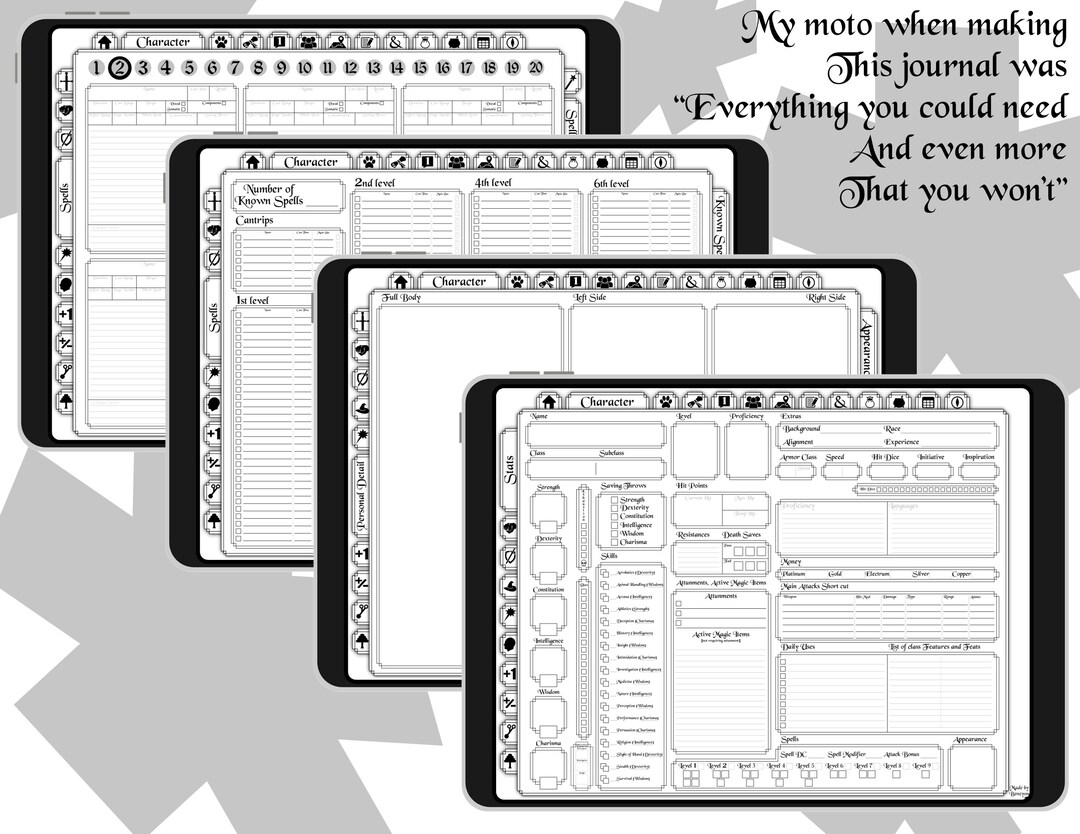 High Contrast --- Dnd Journal - Digital Notebook - Session Tracker ...