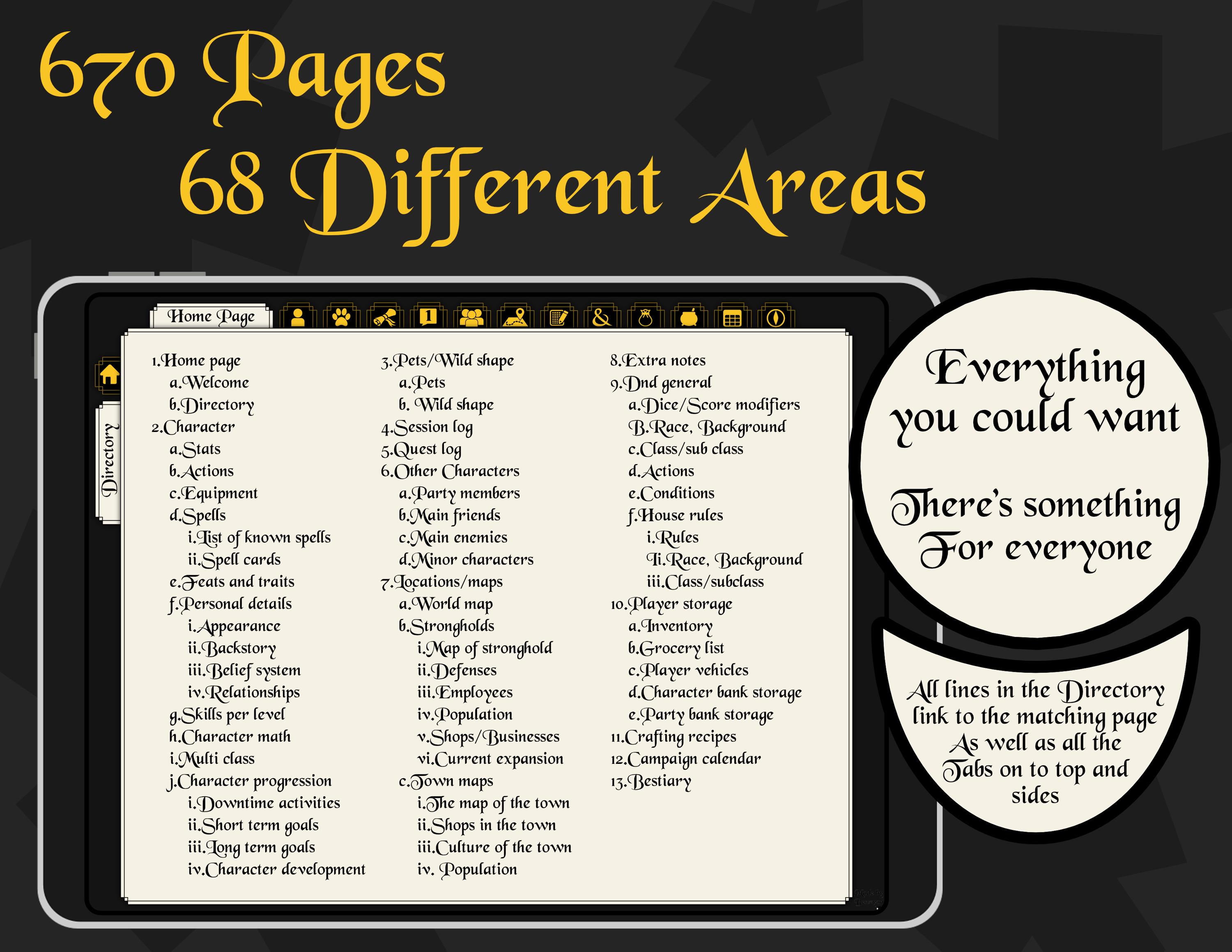 Black and Gold --- Dnd Journal - Digital Notebook - Session Tracker ...