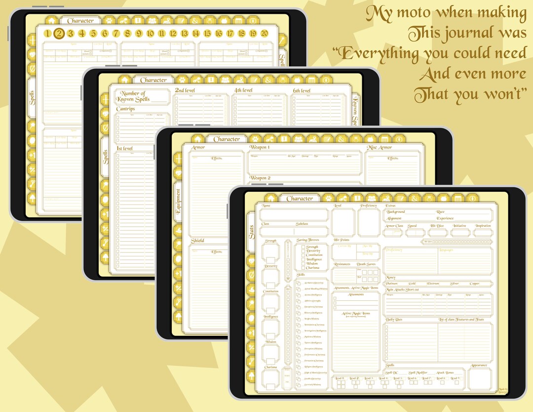 White and Gold --- Dnd Journal - Digital Notebook - Session Tracker ...