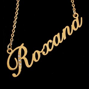 ROXANA Gold Tone Name Necklace With Crystals - Personalized Jewellery ...