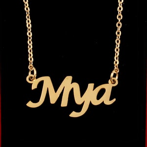 MYA - Name Necklace Stainless Steel / 18ct Gold Plated - Free Gift Box ...