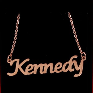 KENNEDY Rose Gold Personalized Name Necklace Free Gift Box & Bag - Etsy