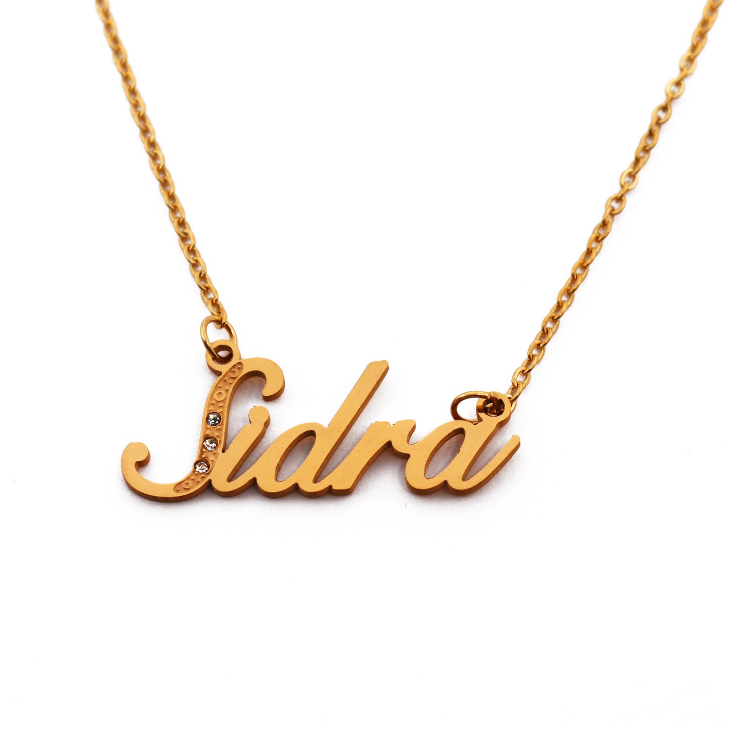 Sidra Name Necklace Italic Personalized Jewellery Gold Tone, Silver ...