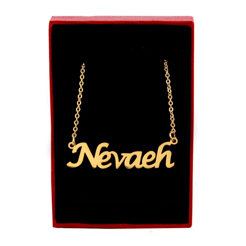 NEVAEH - Name Necklace Stainless Steel / 18ct Gold Plated - Free Gift ...