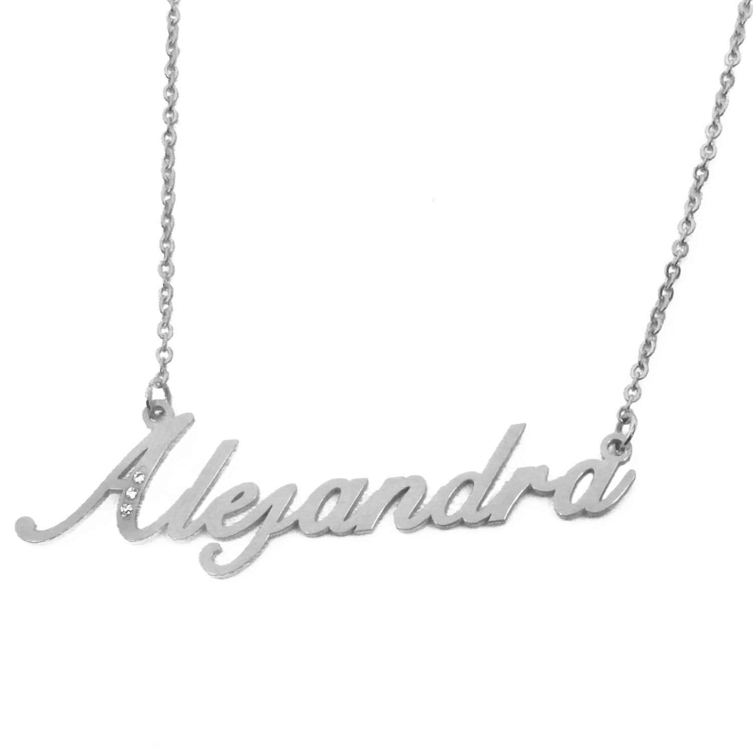 Name Necklace ALEJANDRA Name Necklace With Crystals 18ct Gold Plated ...