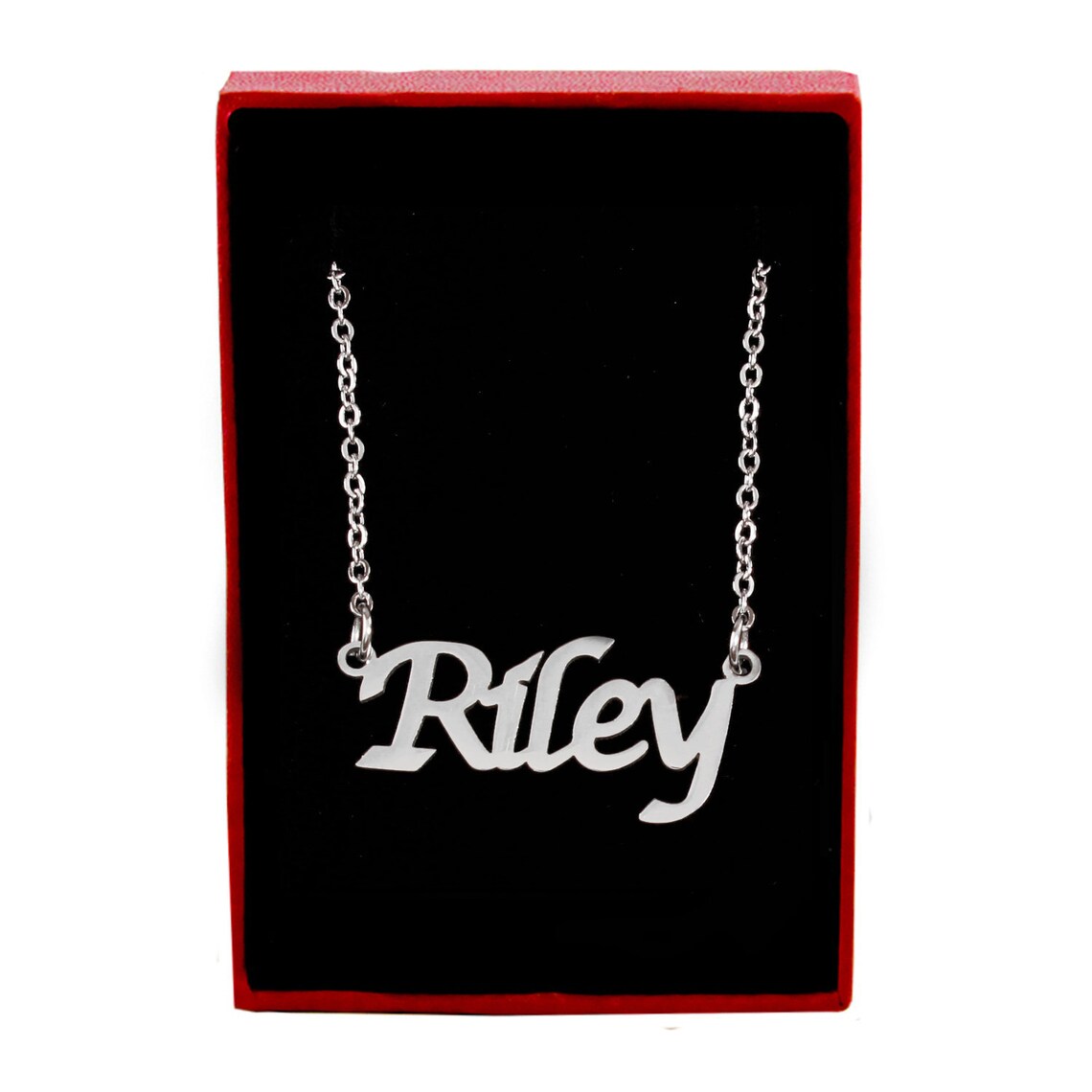 RILEY Silver Tone Name Necklace Personalized Jewelery - Etsy