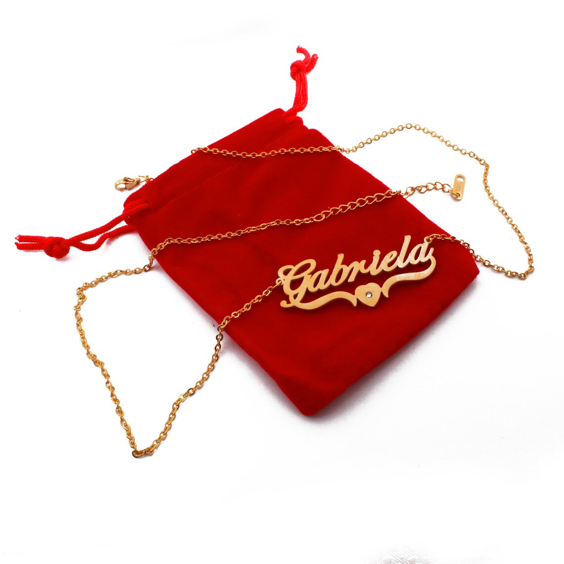 Name Necklace GABRIELA Personalized Custom Made Heart Shaped - Etsy
