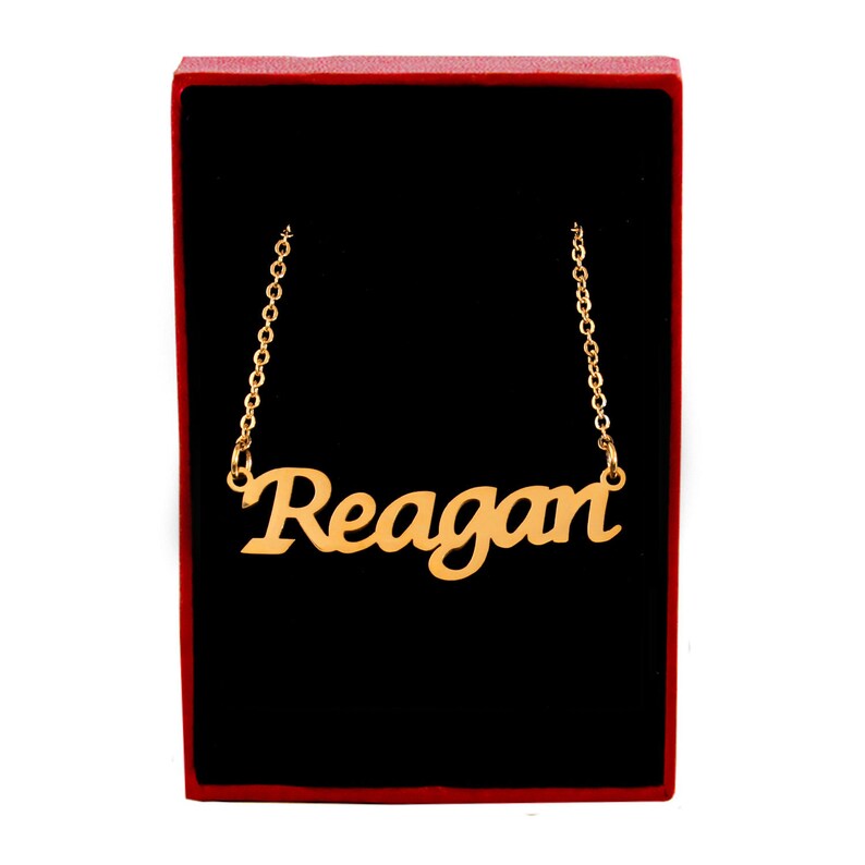 REAGAN Name Necklace Stainless Steel / 18ct Gold Plated - Etsy