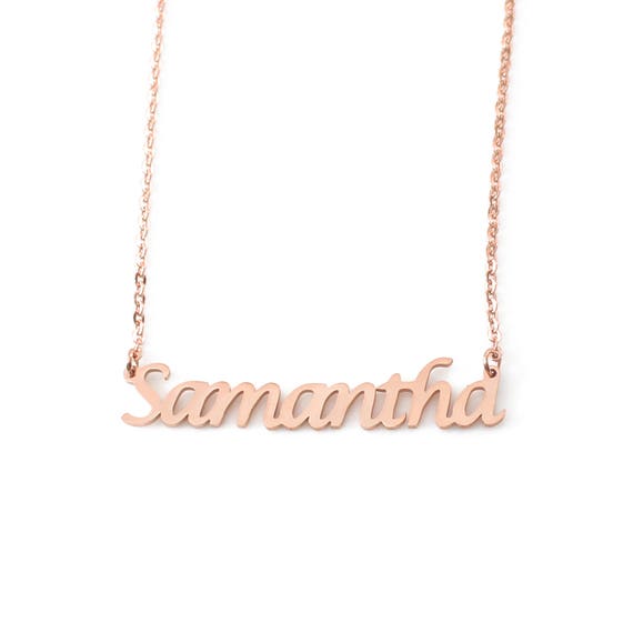 SAMANTHA Rose Gold Name Necklace Personalized Jewellery | Etsy