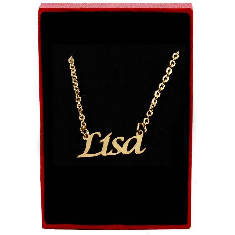 LISA Gold Name Necklace Personalized Jewellery Free Gift Box & Bag ...