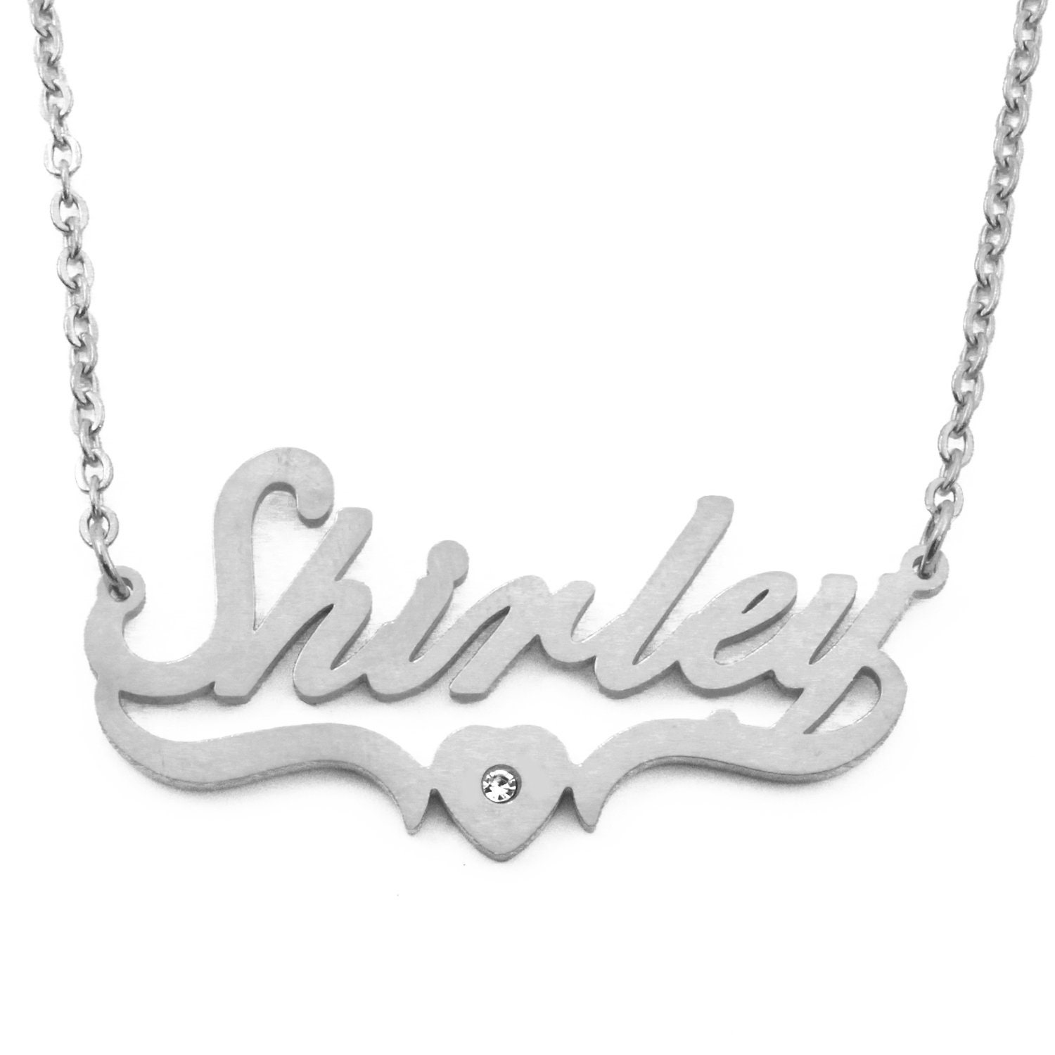 Name Necklace SHIRLEY - Personalized Custom Made Heart Shaped - 18ct ...