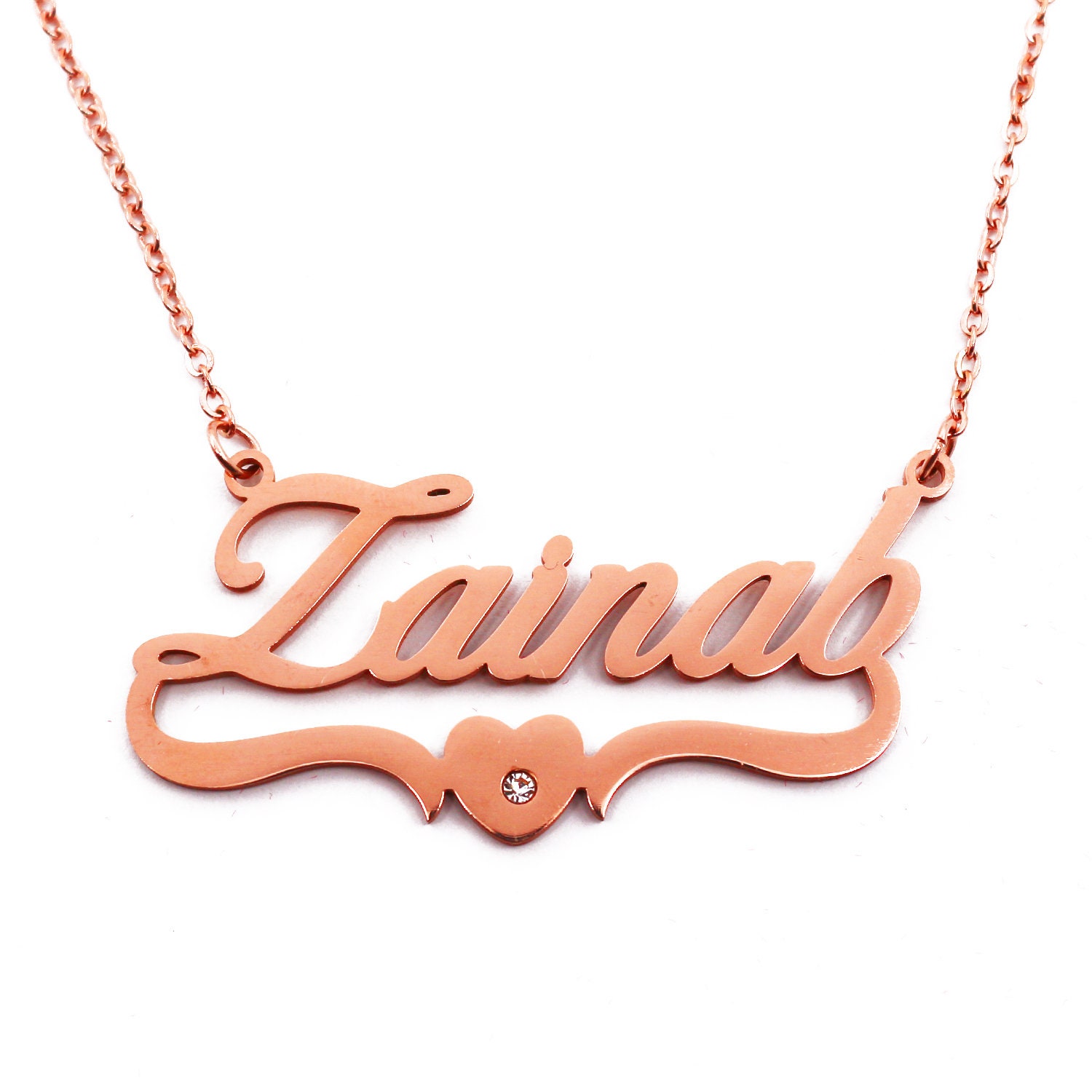 Zainab Name Necklace - Personalized Custom Made Heart Shaped - 18ct ...