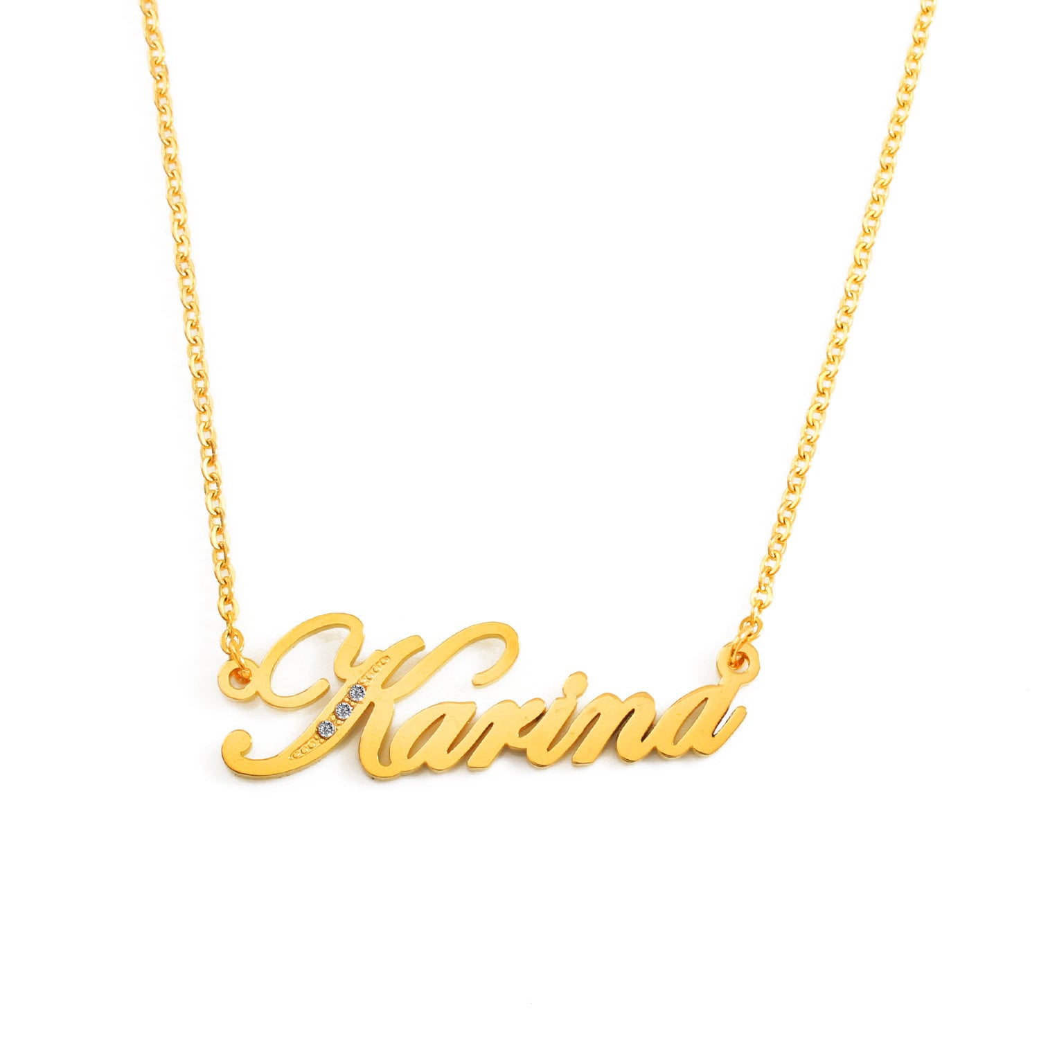 KARINA Gold Tone Name Necklace With Crystals - Personalized Jewelry ...