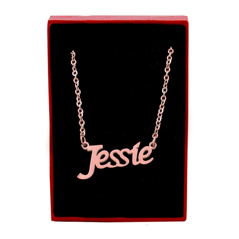 JESSIE Name Necklace Rose Gold/gold/silver Tone Free Gift Box & Bag ...