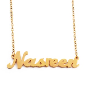 Nasreen Gold Tone Name Necklace Personalized Jewellery Includes Free ...
