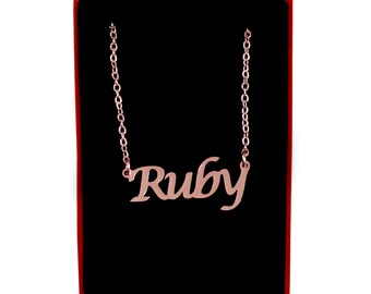 AMBER Rose Gold Name Necklace Personalized Jewellery - Etsy