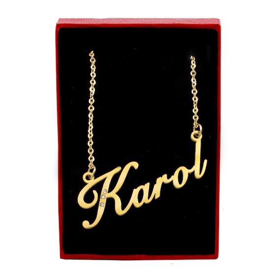 Karol Gold Tone With Crystals Name Necklace for Women - Etsy
