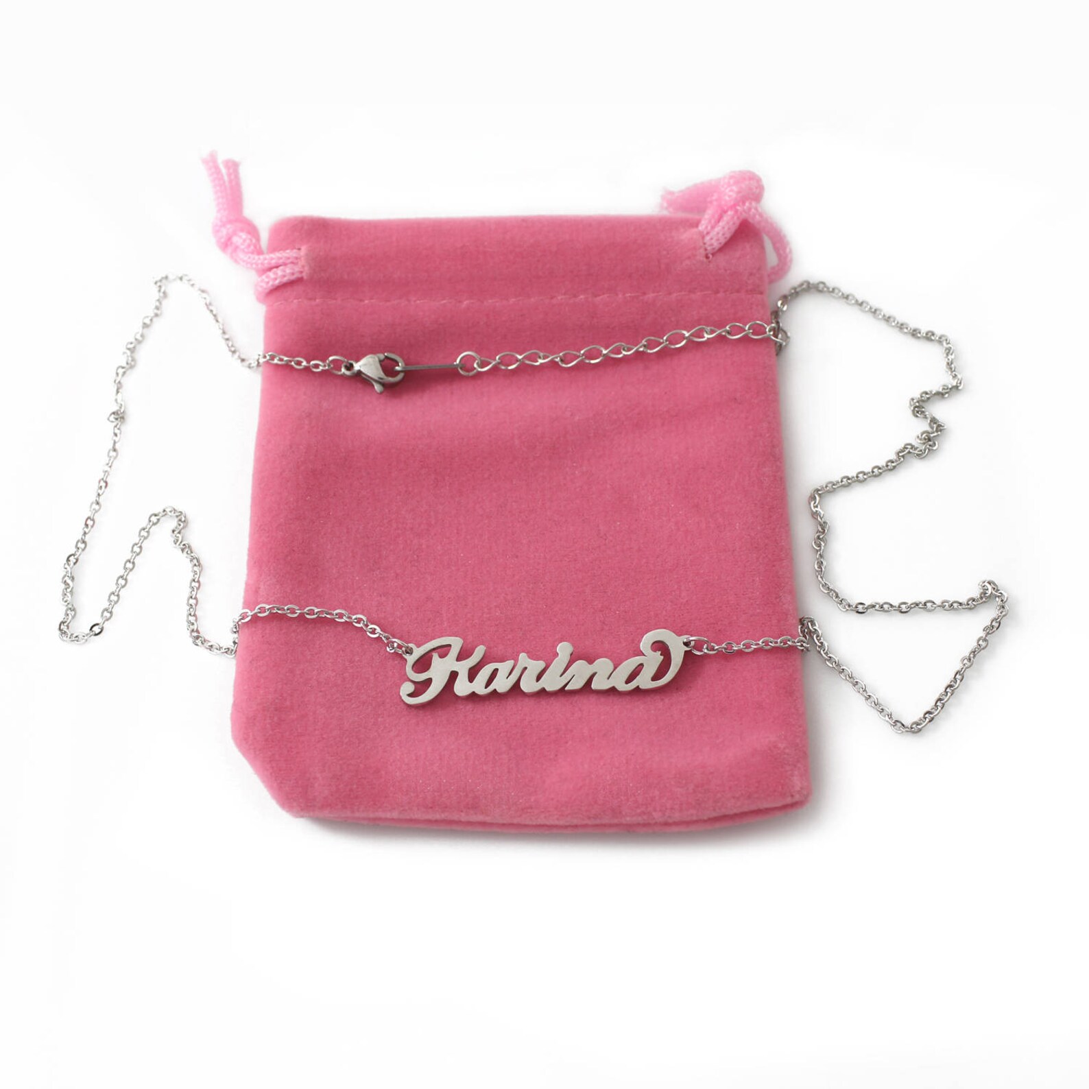 KARINA Italic Silver Tone Name Necklace Personalized - Etsy