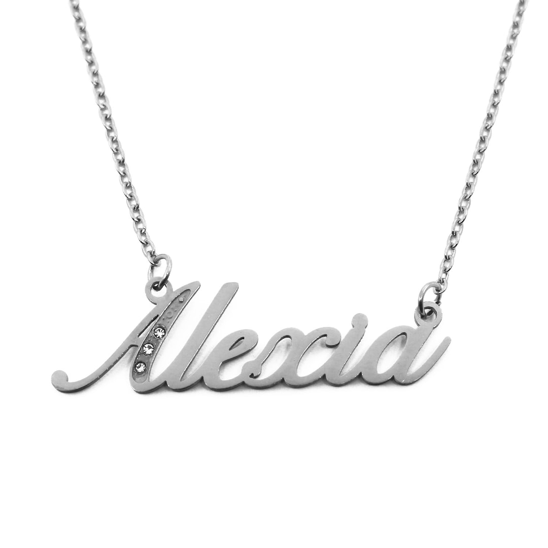 Alexia Name Necklace Italic Personalized Jewellery Silver Tone, Gold ...