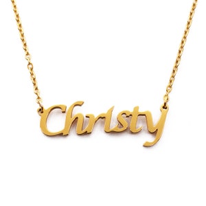 Christy Personalised Name Necklace Rose Gold/gold/silver Free Gift Box ...
