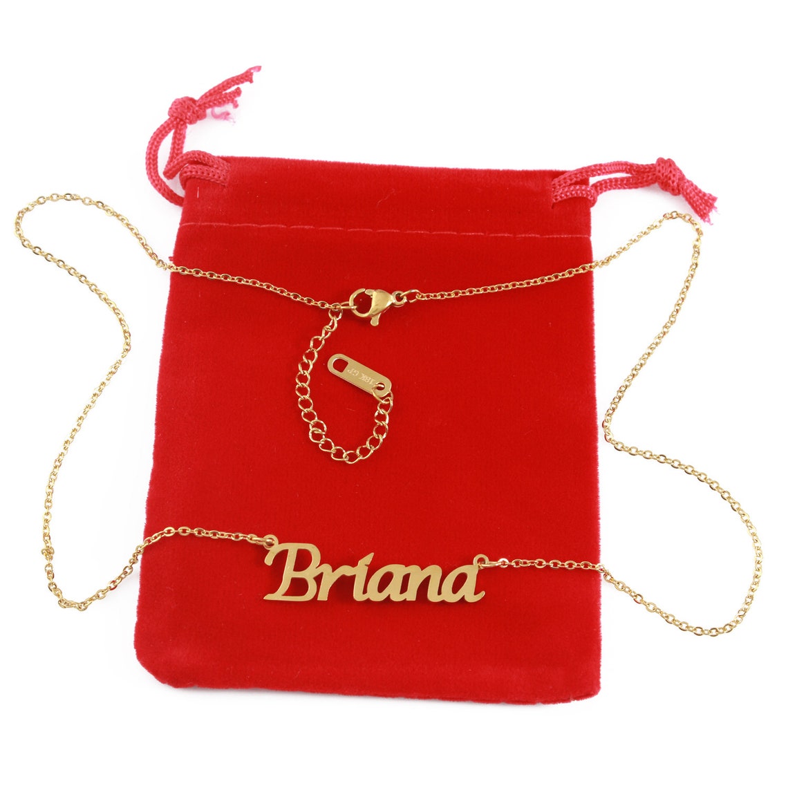 Briana - Name Necklace 18ct Gold Plated - Free Gift Box & Bag ...