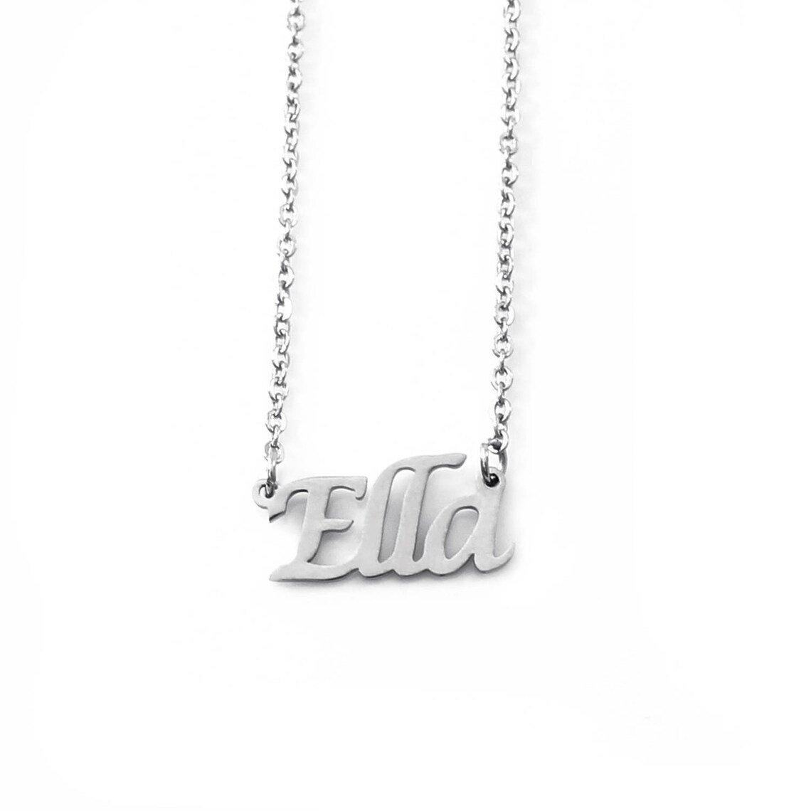 ELLA Silver Tone Name Necklace Personalized Jewelery | Etsy