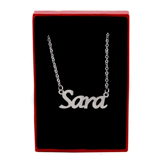 SARA Silver Tone Name Necklace Personalized Jewelery | Etsy