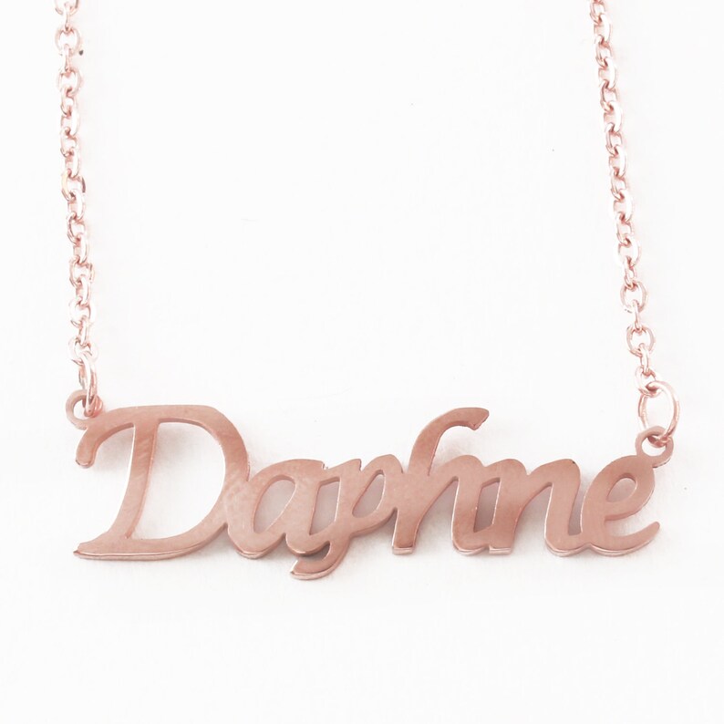 DAPHNE Name Necklace Rose Gold/gold/silver Tone Free Gift Box & Bag ...