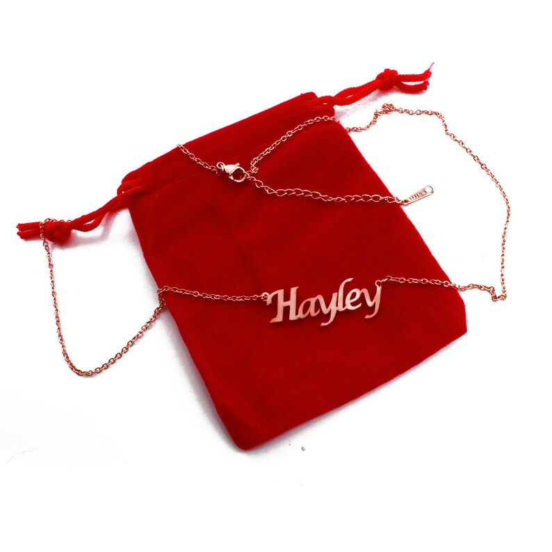 Hayley Rose Gold Name Necklace Personalized Jewellery Free Gift Box ...