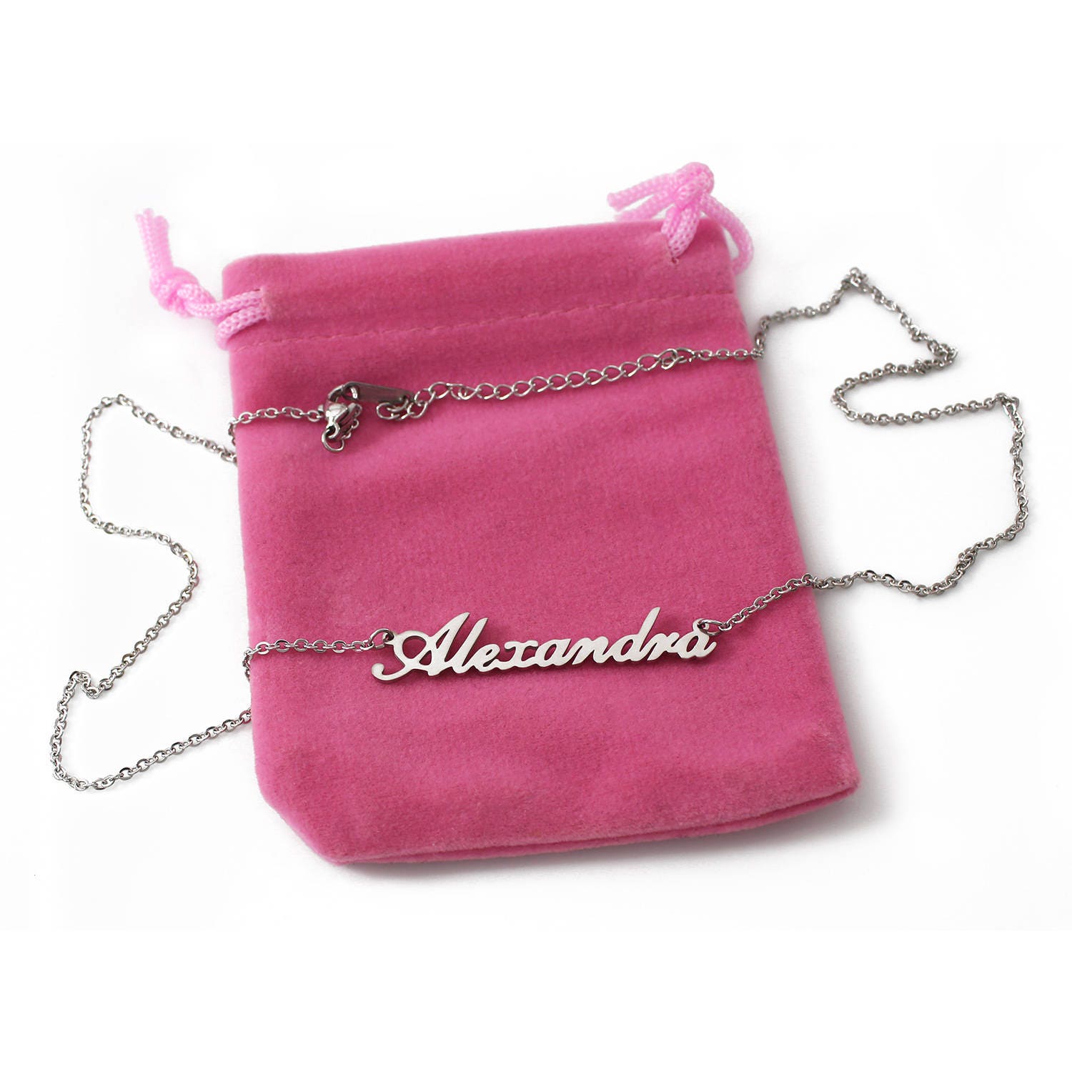ALEXANDRA Silver Tone Name Necklace Personalized Jewelery - Etsy