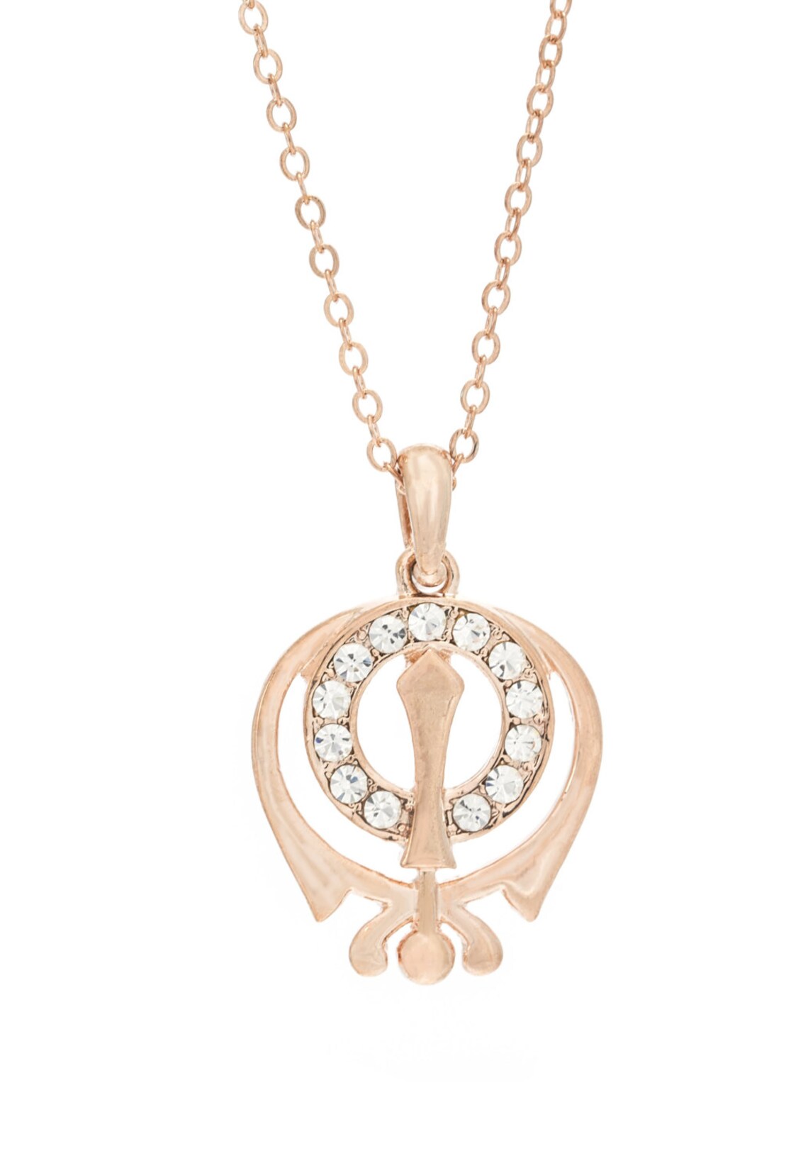 Khanda Symbol Pendant Chain Necklace 18k Gold Plated Family Friends ...