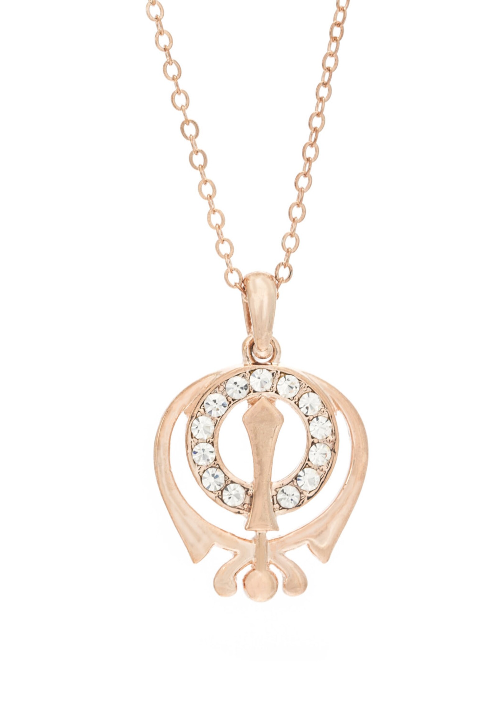 Khanda Symbol Pendant Chain Necklace 18k Gold Plated Family Friends ...