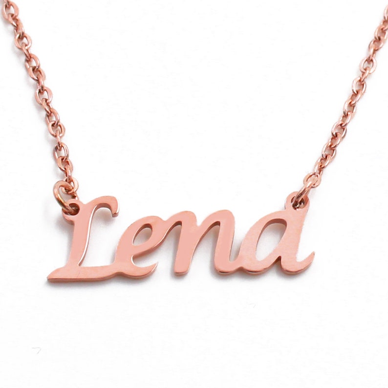 LENA Name Necklace 18ct Rose Gold/gold Plated/silver Tone gift Box ...