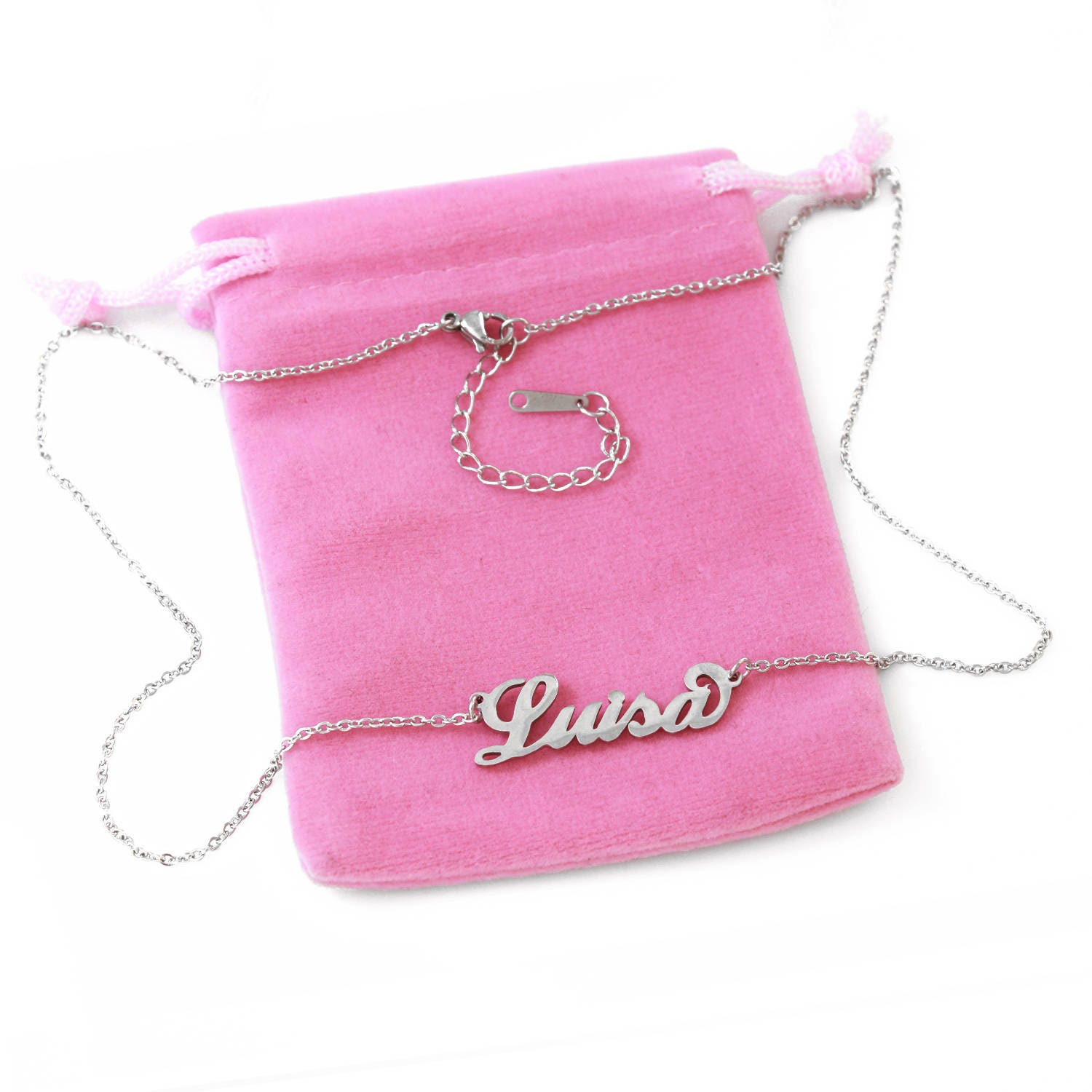 LUISA Italic Silver Tone Name Necklace Personalized - Etsy