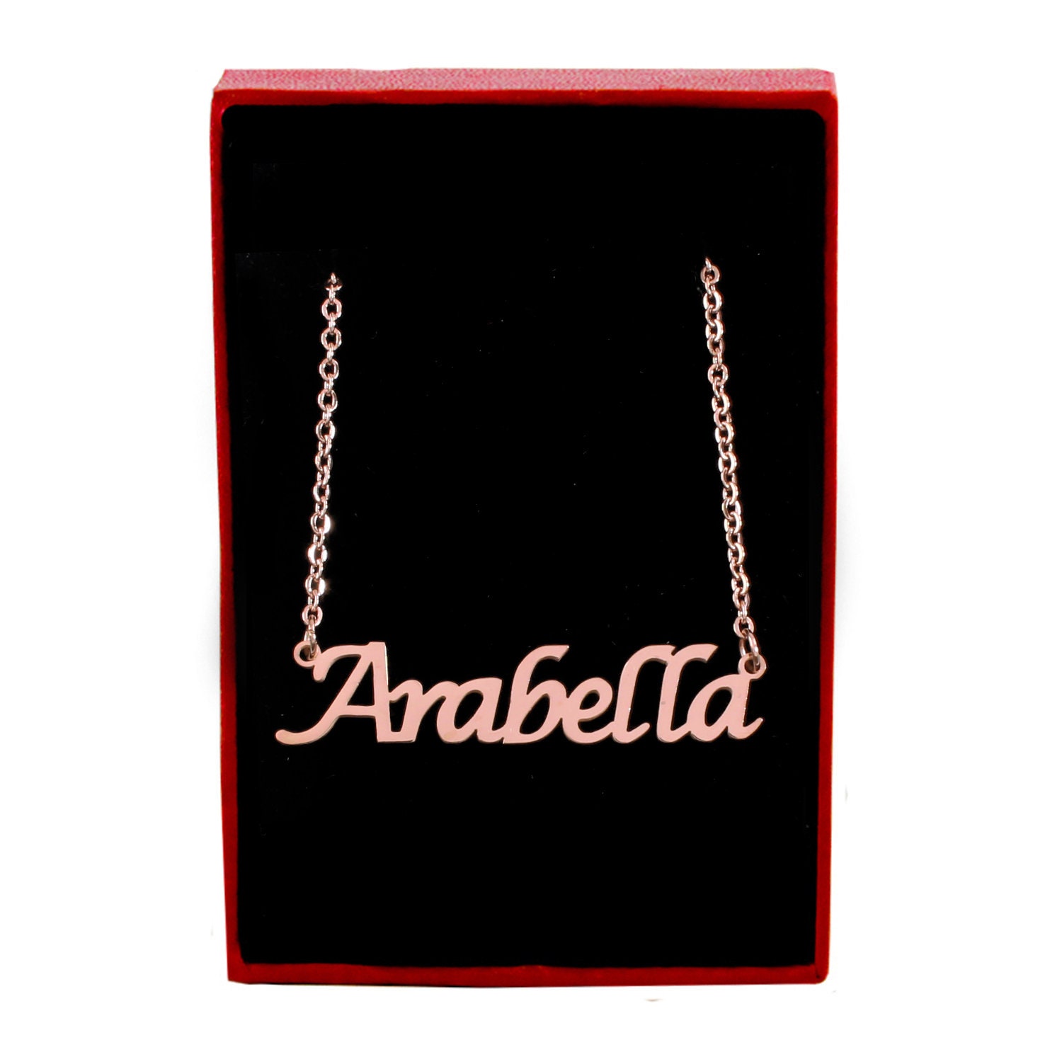 Arabella - Name Necklace - Rose Gold/gold/silver Tone - Free Gift Box ...