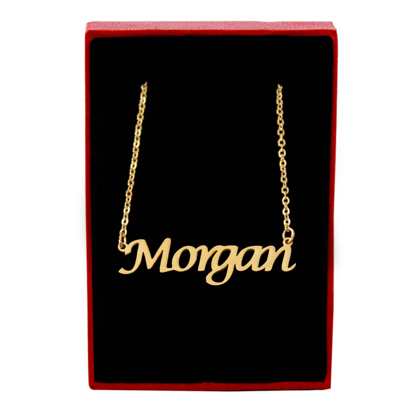 MORGAN - Gold Name Necklace - Personalized Jewellery - Free Gift Box ...