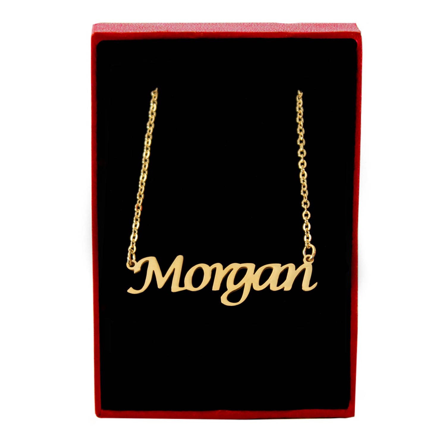 MORGAN - Gold Name Necklace - Personalized Jewellery - Free Gift Box ...