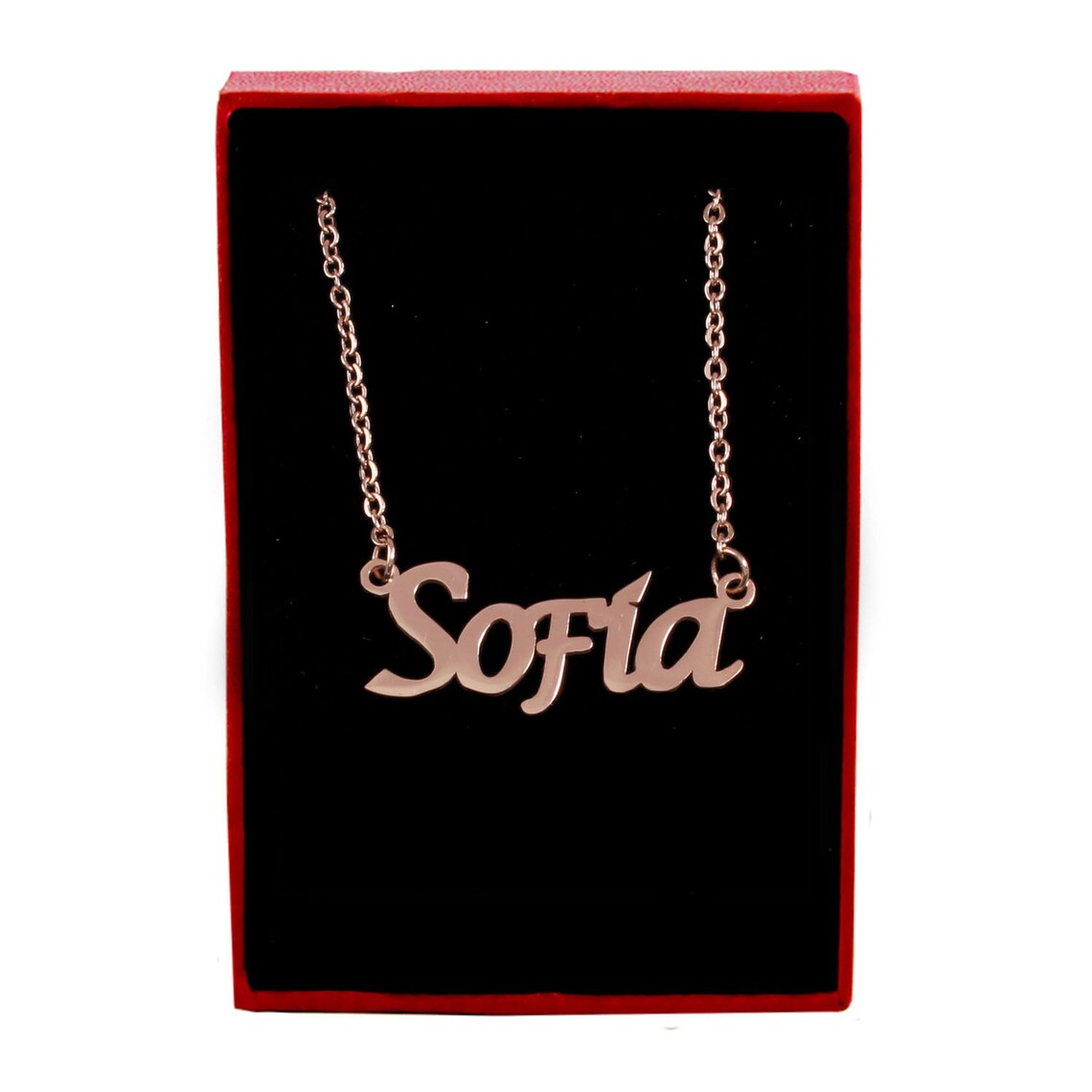 SOFIA Rose Gold Personalized Name Necklace Free Gift Box & | Etsy