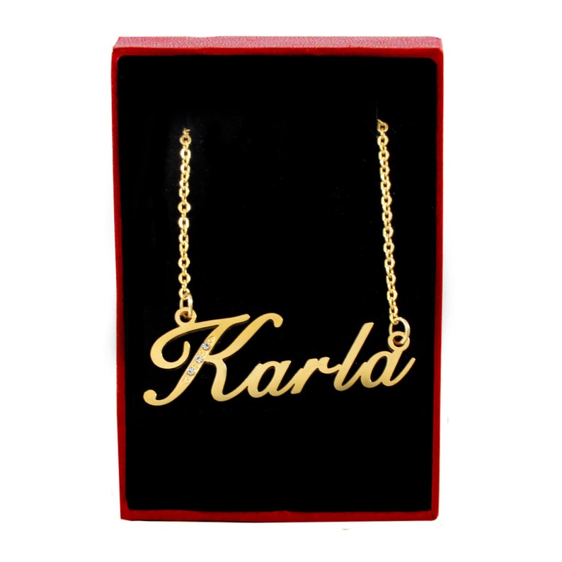 Karla - Gold Tone With Crystals Name Necklace for Women - Birthday ...