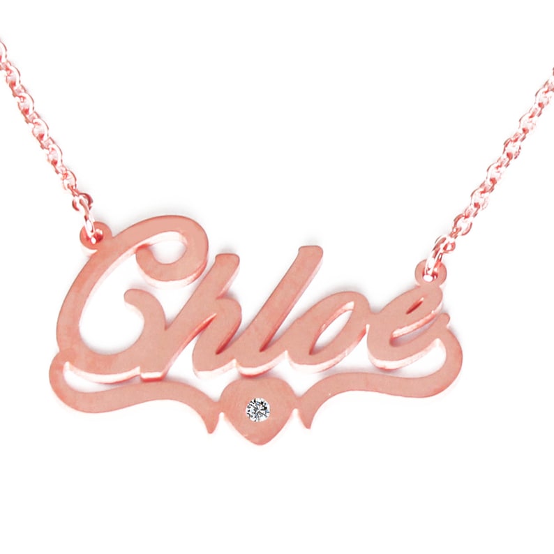 CHLOE Personalized Custom Made Heart Shaped Name Necklace 18ct Gold ...