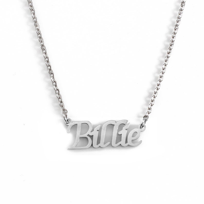 Billie Name Necklace Rose Gold/gold/silver Tone Free - Etsy