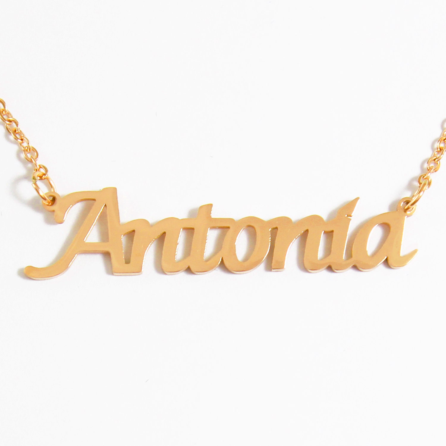 ANTONIA Personalized Name Necklace 18k Rose Gold/Gold | Etsy