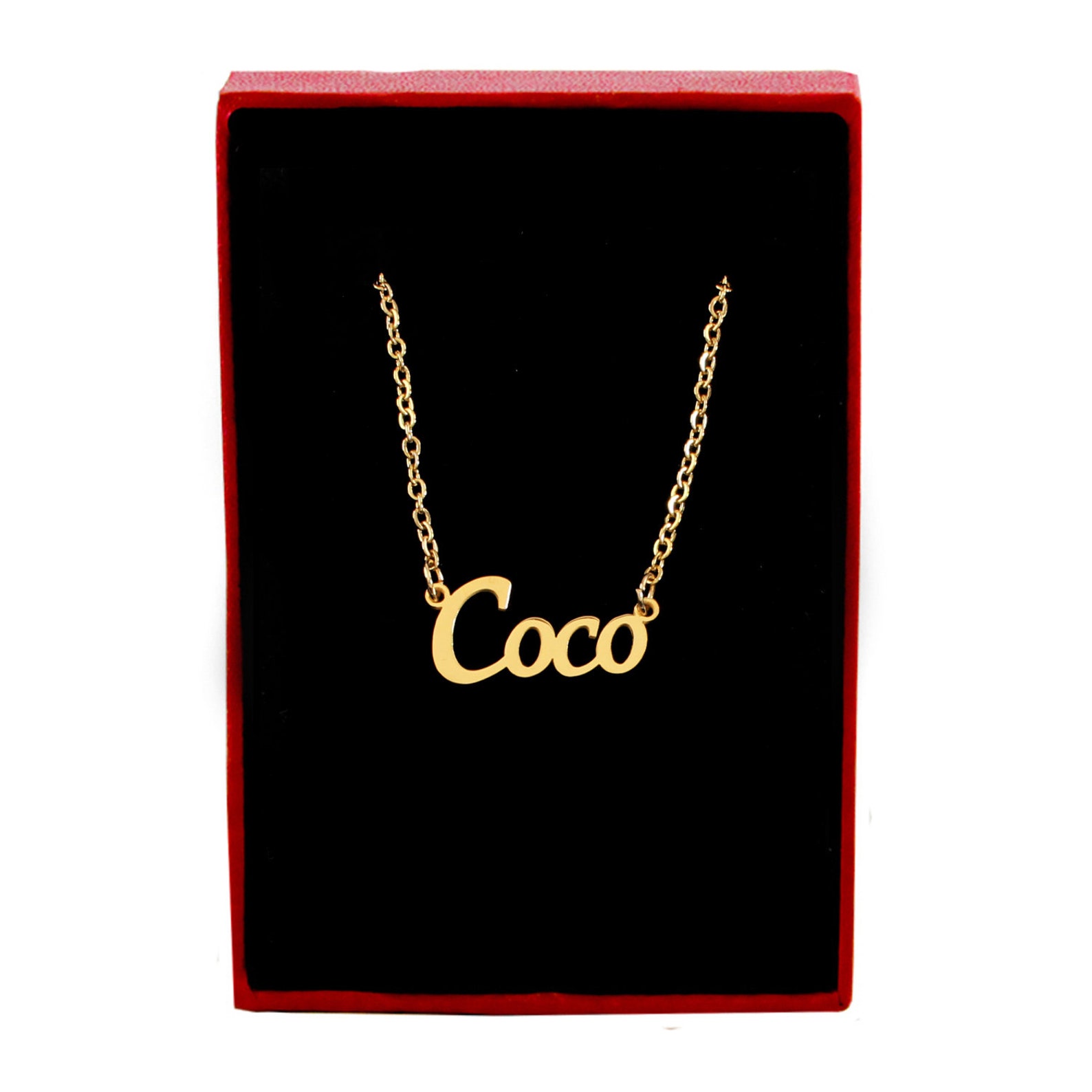 Coco - Name Necklace - Rose Gold/gold/silver Tone - Free Gift Box & Bag ...