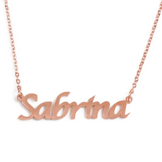 SABRINA Rose Gold Personalized Name Necklace Free Gift Box | Etsy