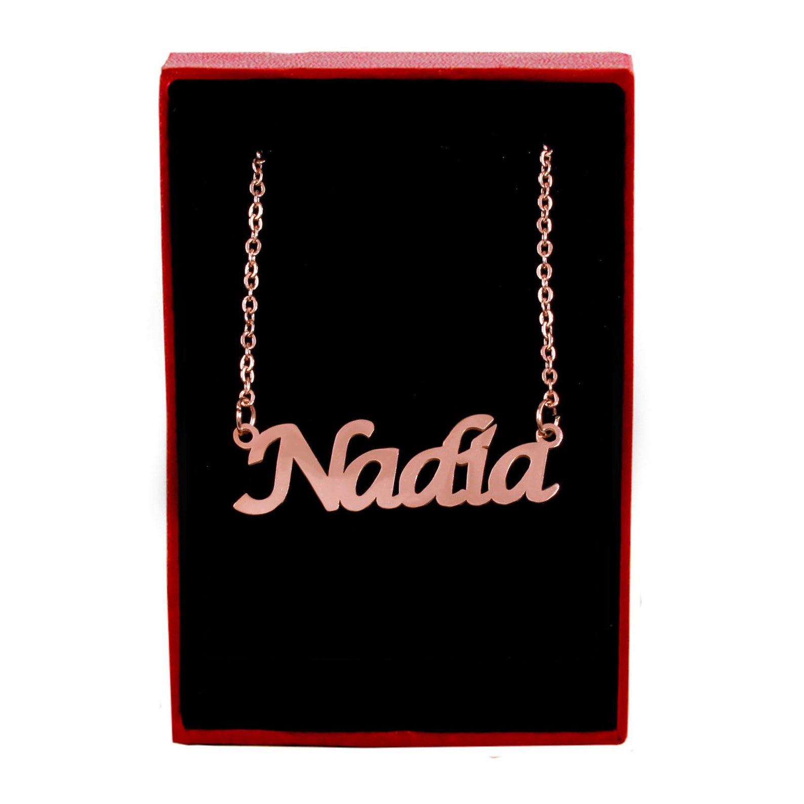 NADIA - Rose Gold Personalized Name Necklace - Free Gift Box & Bag - Etsy