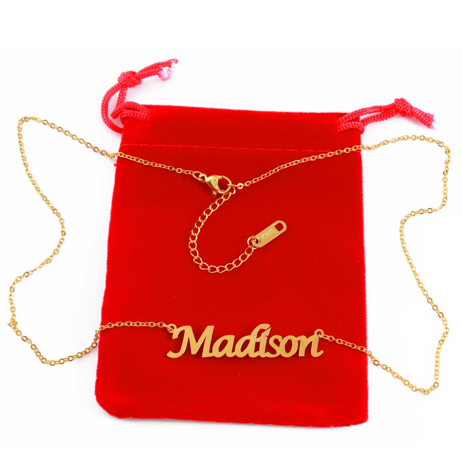 MADISON Name Necklace 18ct Gold Plated Free Gift Box & Bag - Etsy