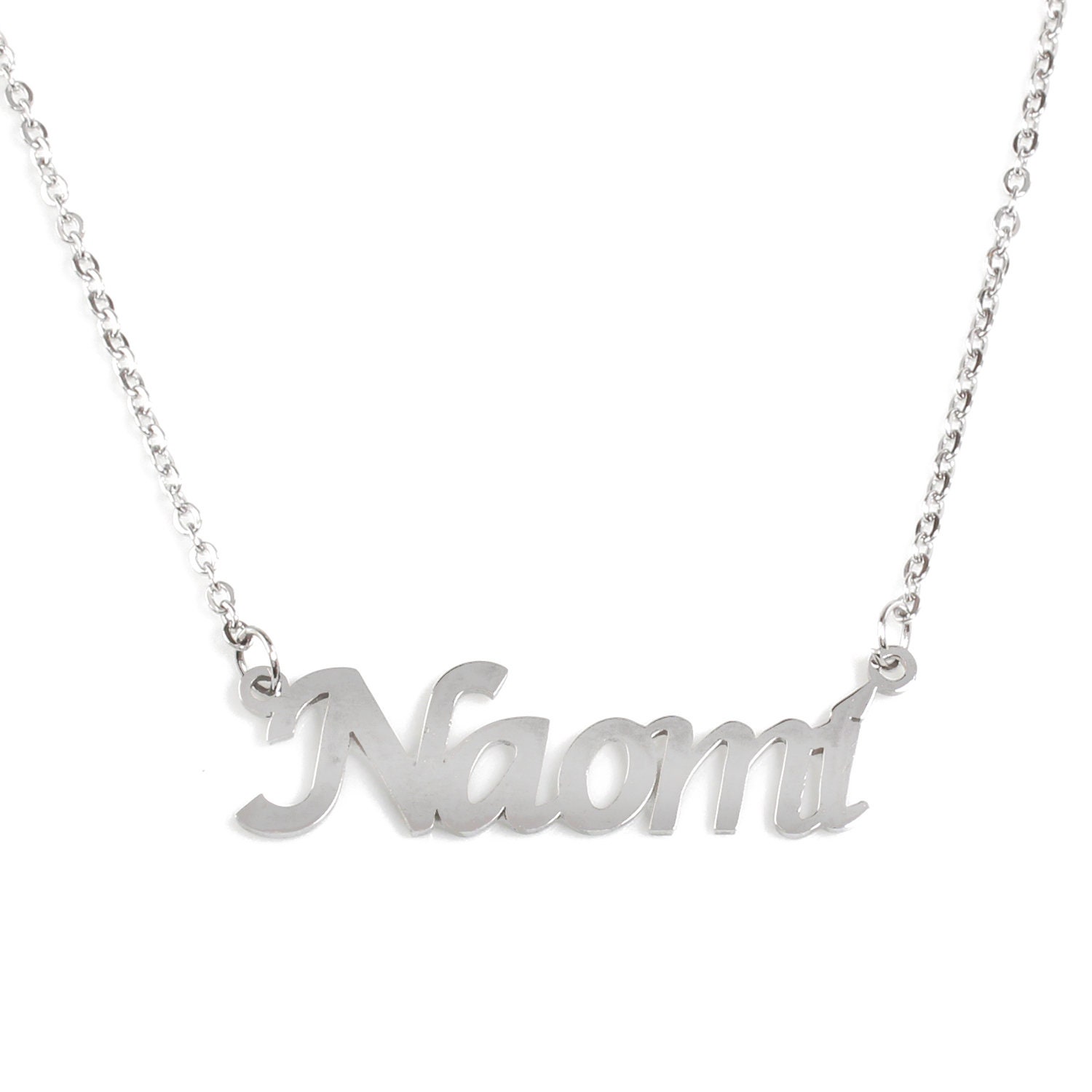NAOMI Silver Tone Name Necklace Personalized Jewelery - Etsy