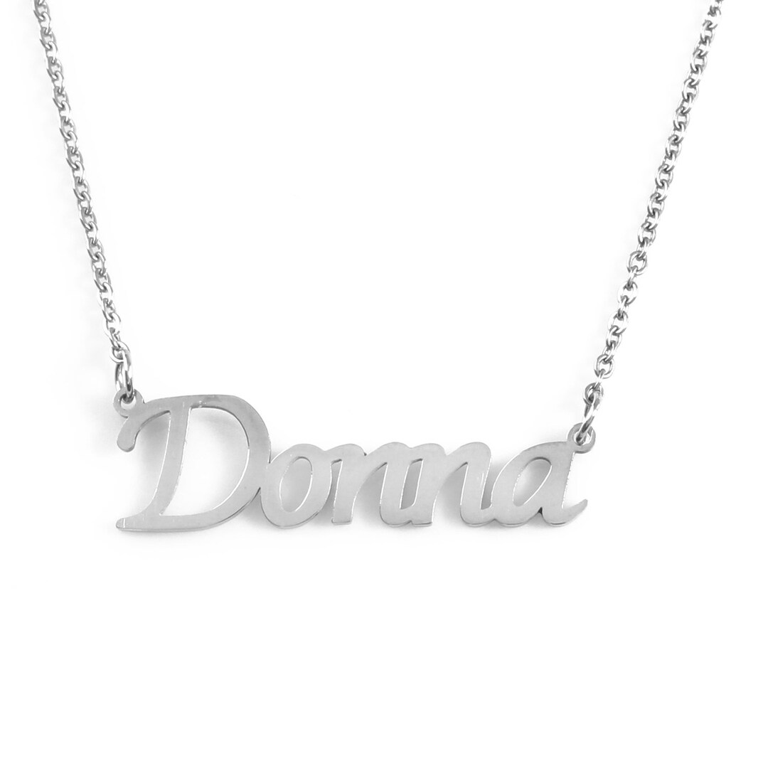 DONNA Personalized Name Necklace 18ct Rose Gold/gold/silver Free Gift ...