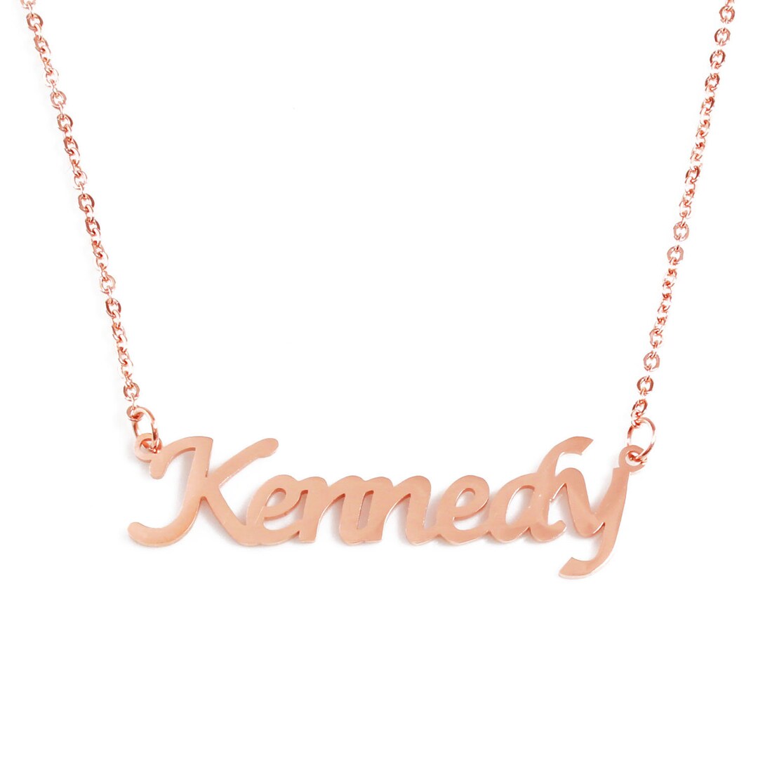 KENNEDY Rose Gold Personalized Name Necklace Free Gift Box & Bag - Etsy