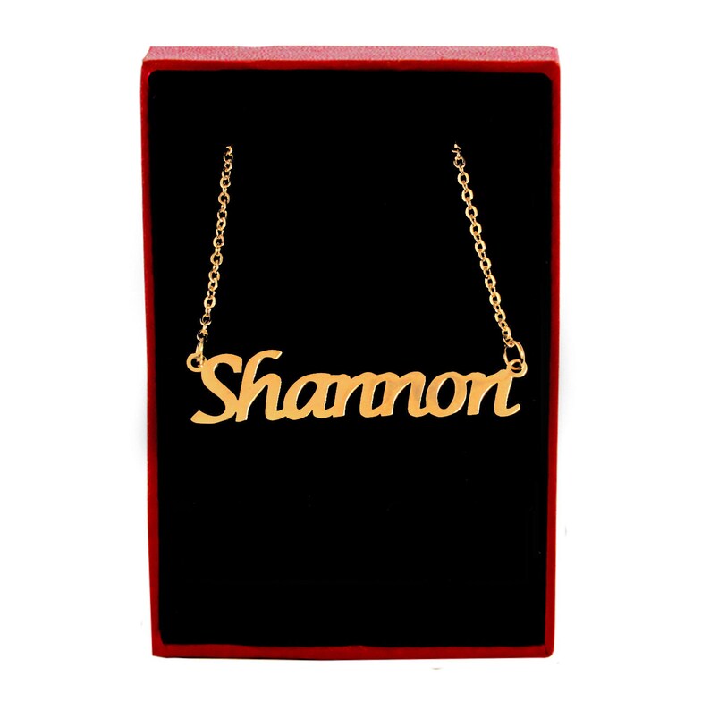 SHANNON Name Necklace 18ct Gold Plated Free Gift Box & Bag - Etsy